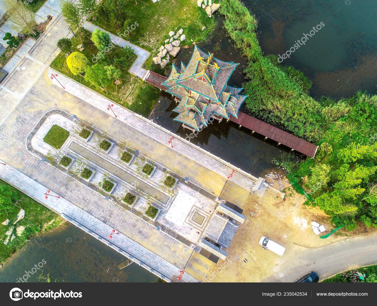 Aerial View Chinese Yard Featuring Ancient Buildings Ming Qing ...