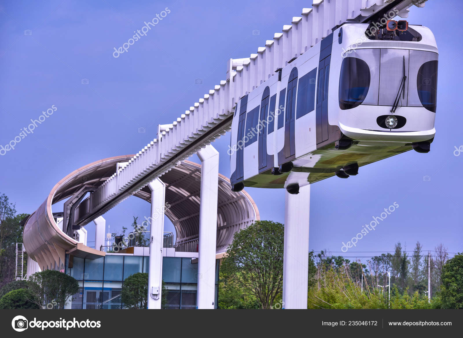 Elevated New Energy Monorail Suspended Sky Train Decorated Resemble ...