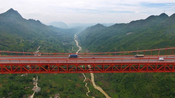 Aerial View Baling River Bridge 370 Meters High Valley Guanling – Stock ...