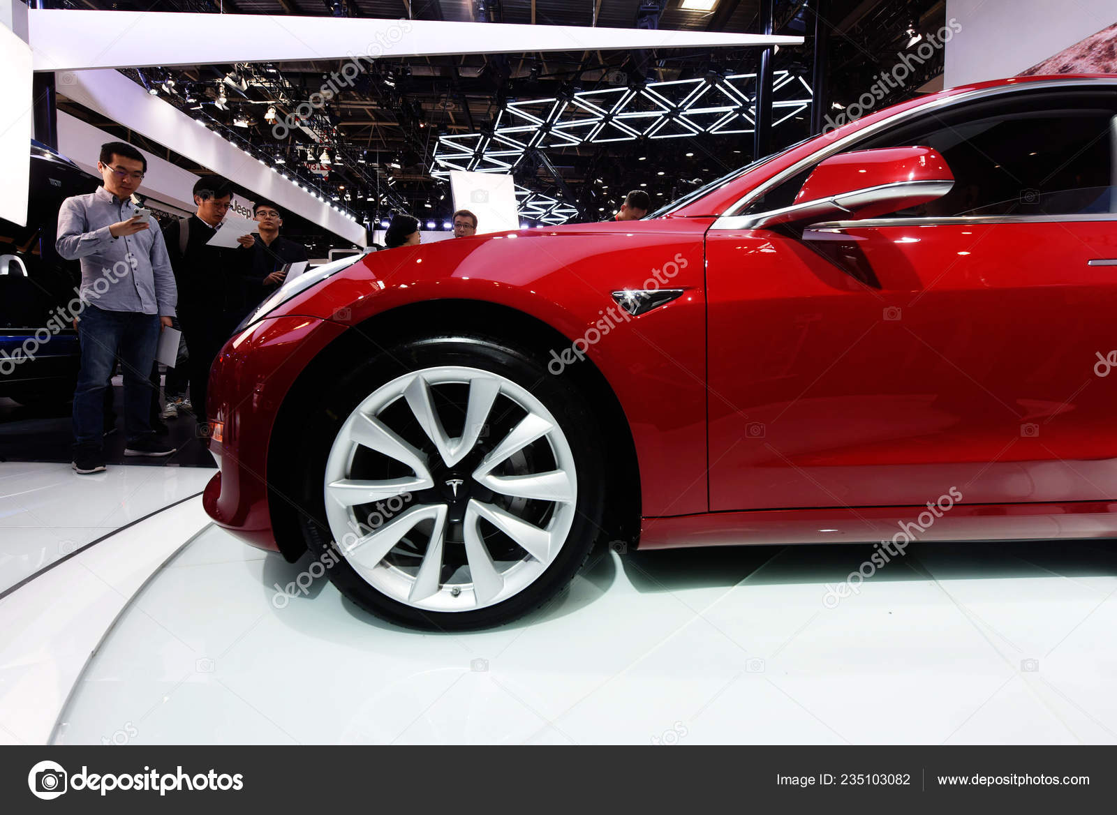 Tesla Model Electric Car Display 15Th Beijing International Automotive ...