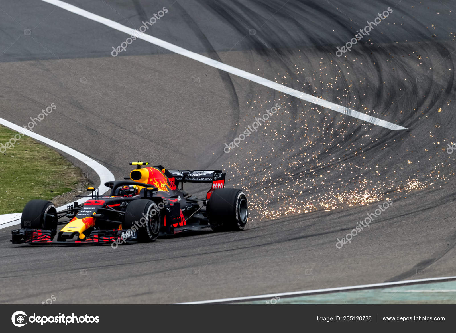 Dutch Driver Max Verstappen Red Bull Racing Steers His Car – Stock ...