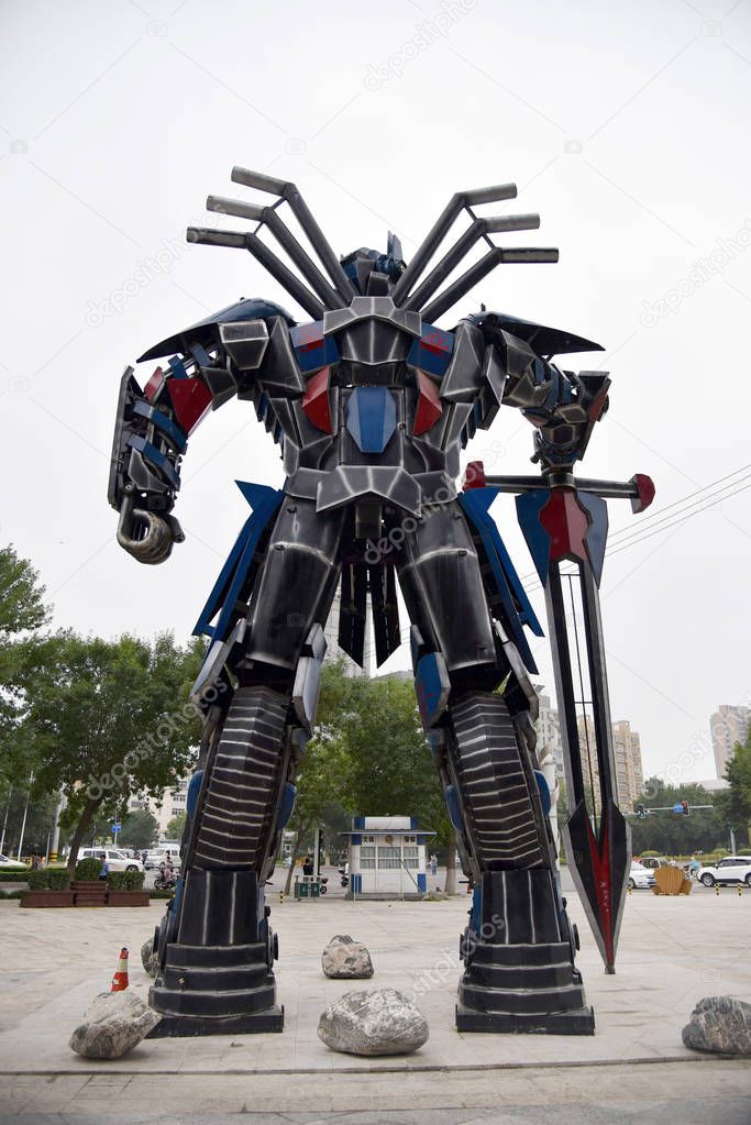 Replica Optimus Prime Made Out Automobile Scraps Pictured Front ...