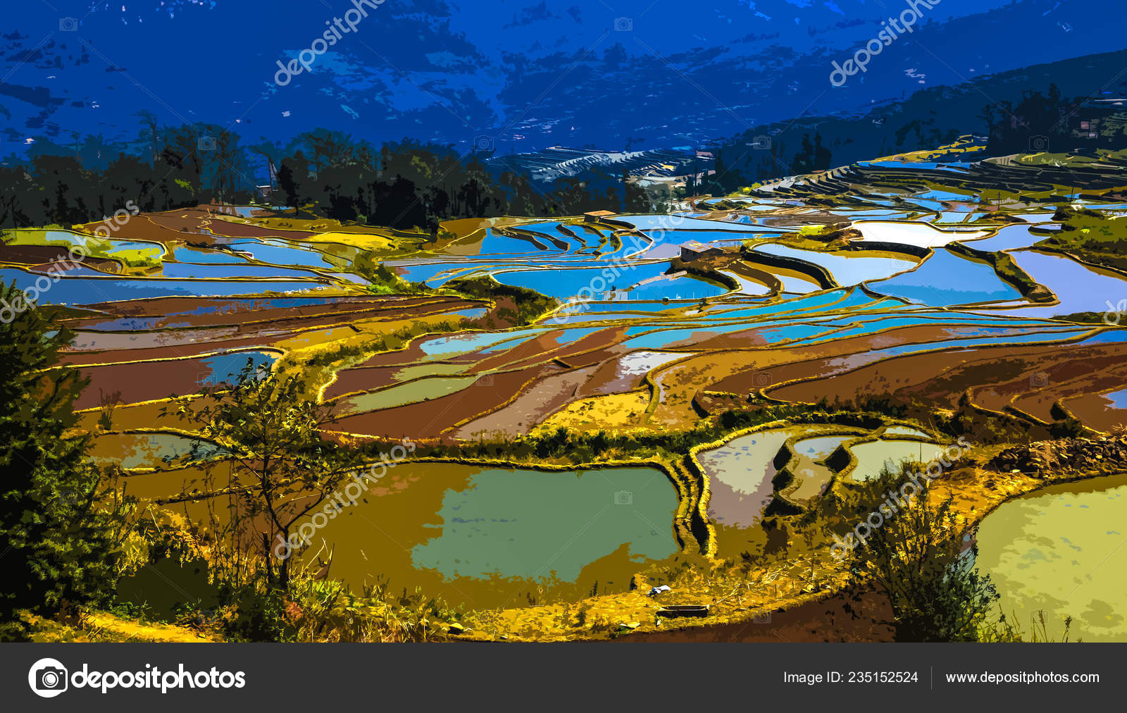 Landscape Terraced Rice Fields Honghe Hani Rice Terraces One Unesco ...