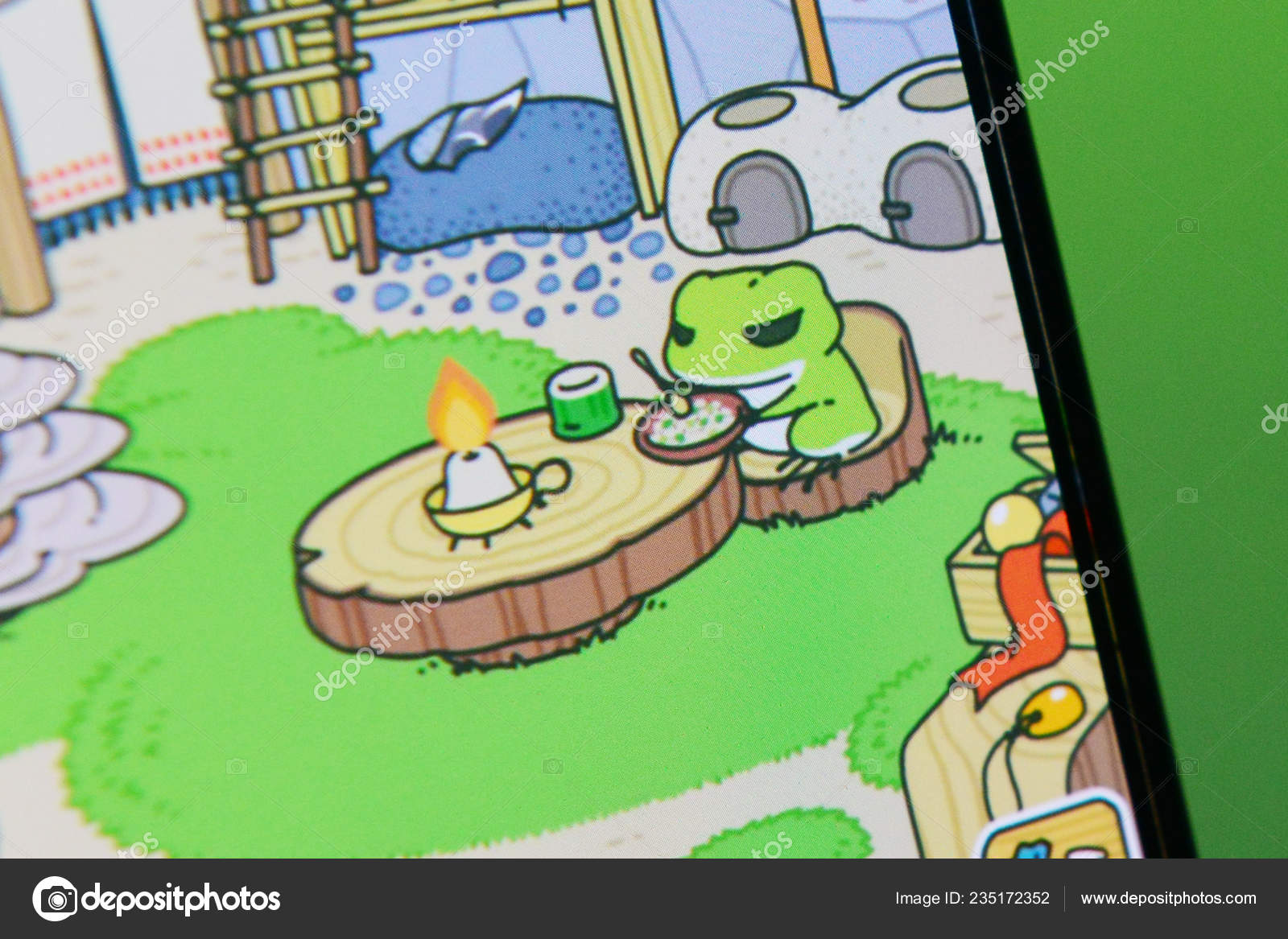 Chinese Player Raises Frog She Plays Mobile Game Tabi Kaeru Stock ...