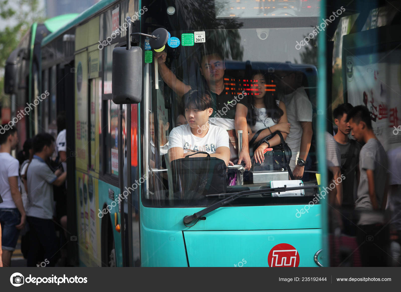 Commuters Cram Buses Meilin Checkpoint Which One Checkpoints Physical ...