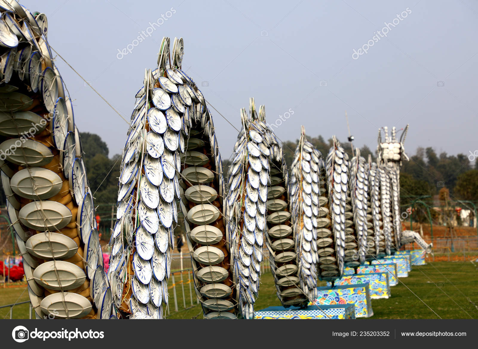 100 Meter Long Chinese Dragon Made More 000 Porcelains Display – Stock ...