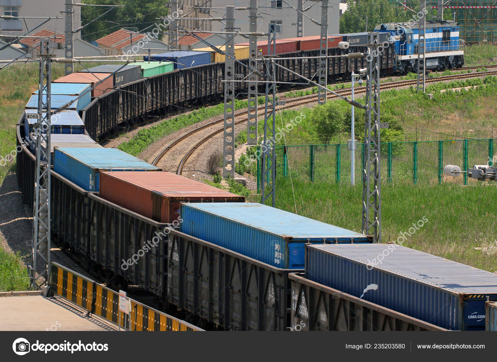 Freight Train Loaded Containers Bound Central Asia Departs Jiaozhou ...
