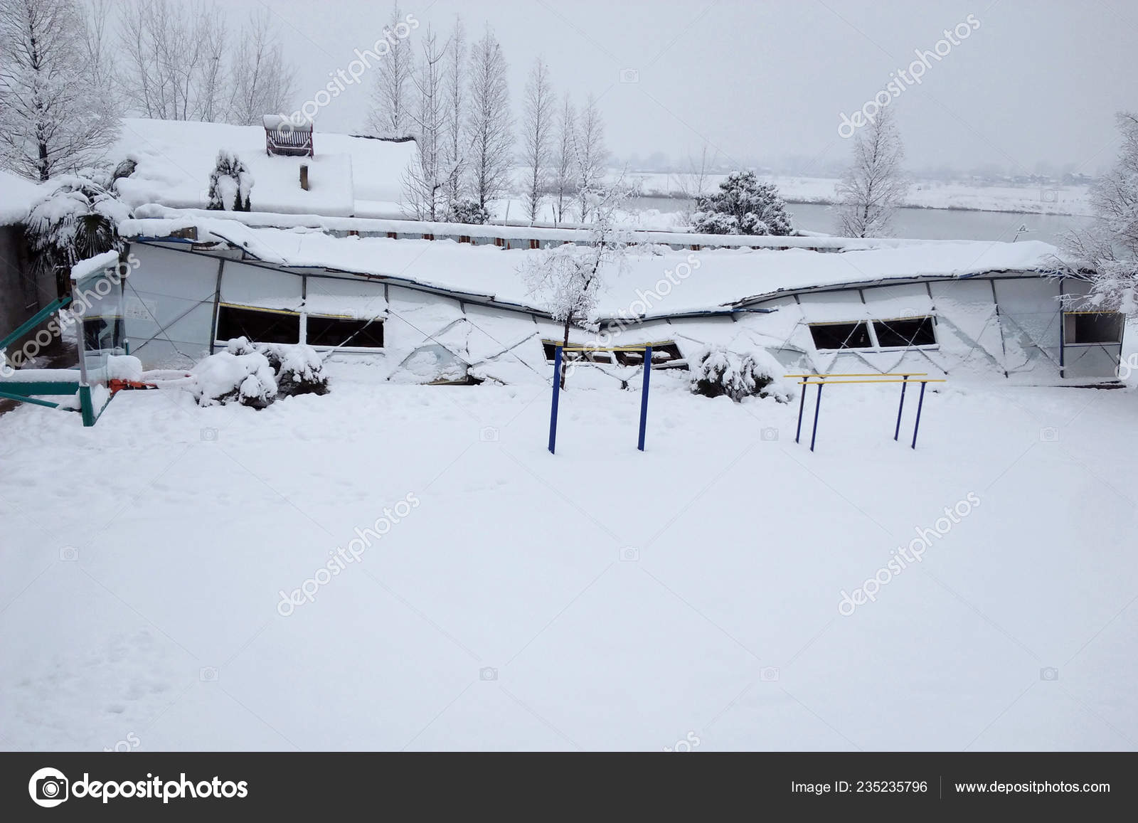Prefabricated Classroom Primary School Destroyed Heavy Snowstorm ...