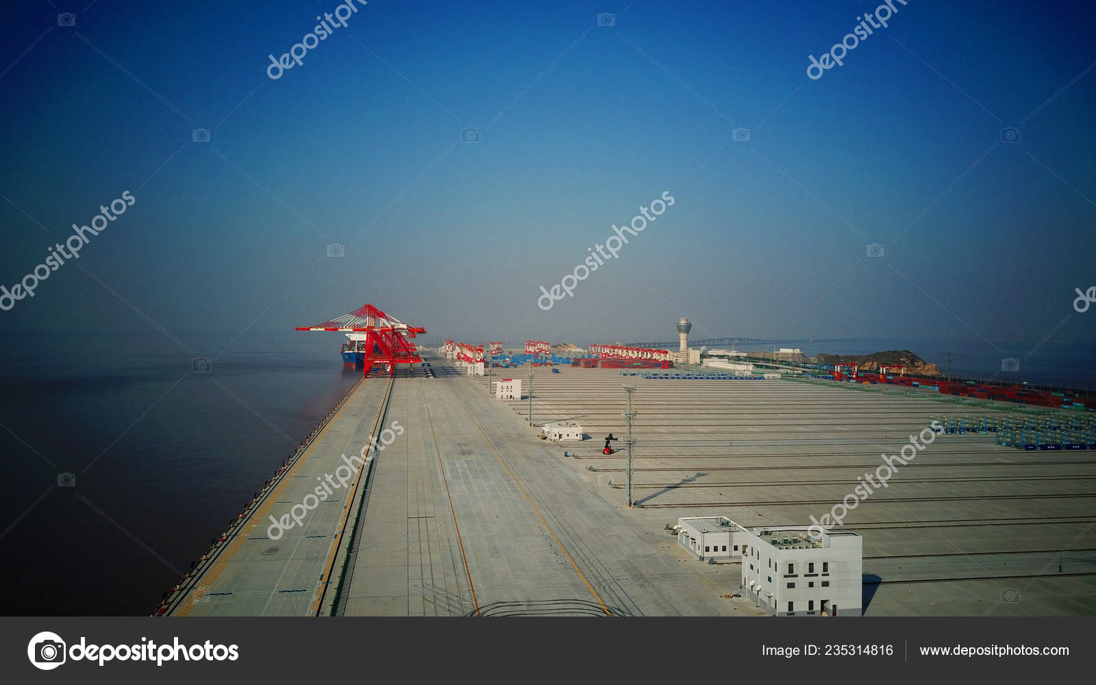 Aerial View Containers Fourth Phase Yangshan Deep Water Port World's ...