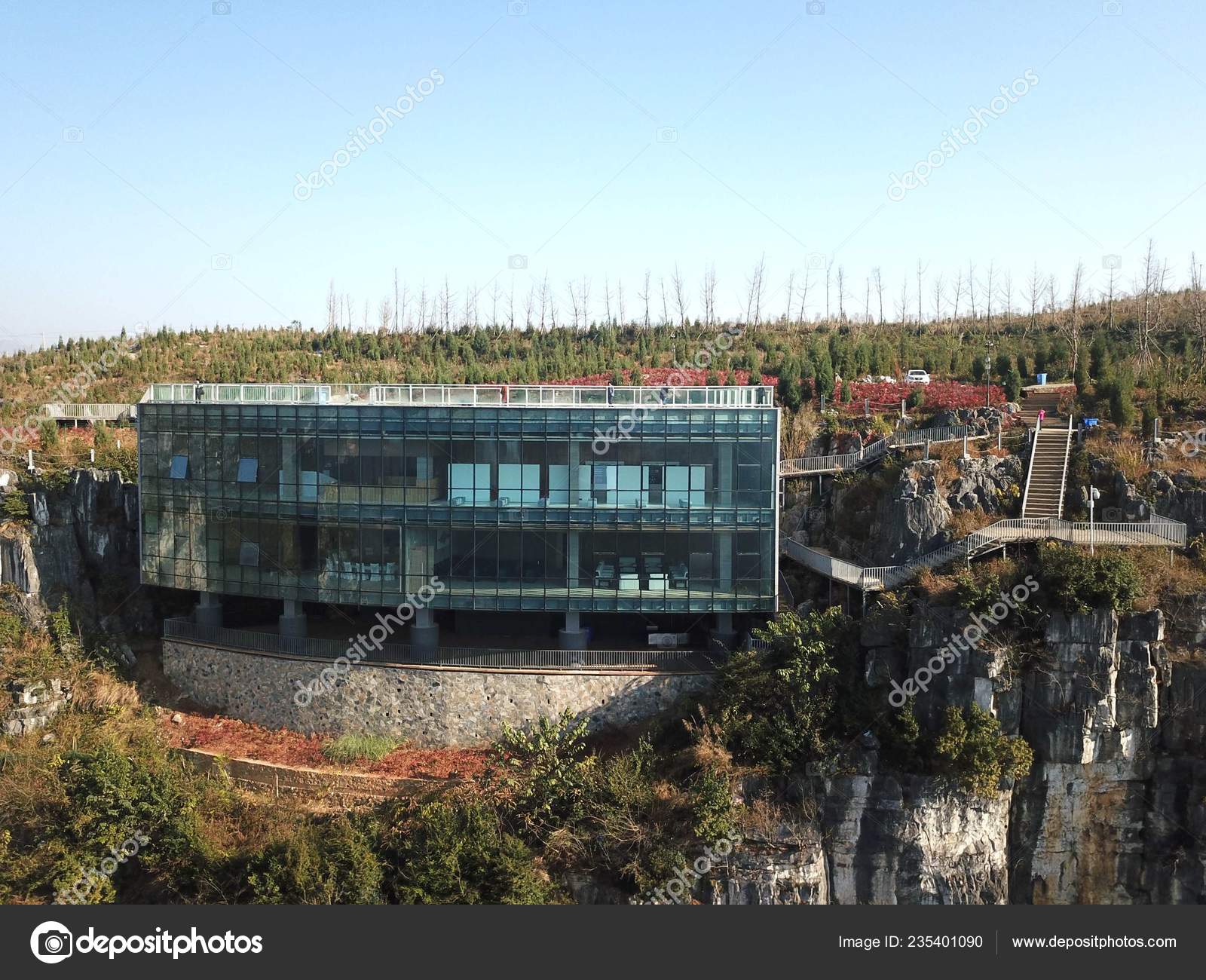 Aerial View Art Museum Built Cliff Anlong County Qianxinan Buyei ...