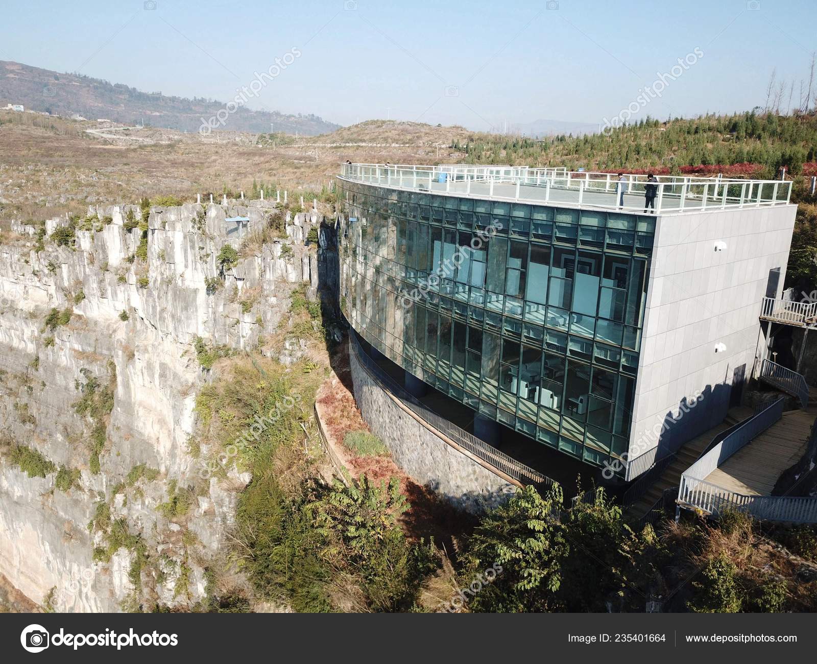 Aerial View Art Museum Built Cliff Anlong County Qianxinan Buyei ...