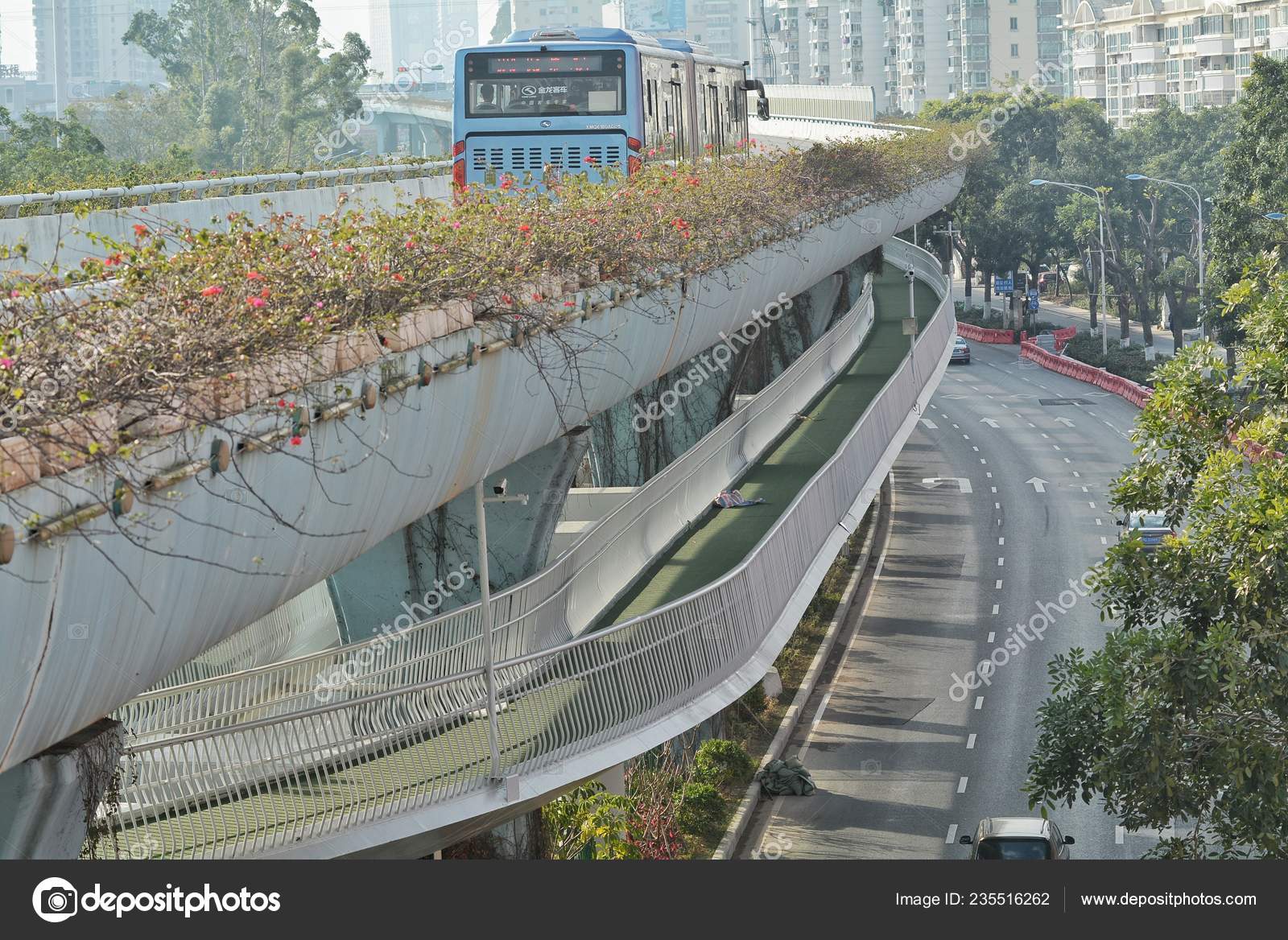 View China's First Elevated Bicycle Track Constructed Ground Xiamen ...