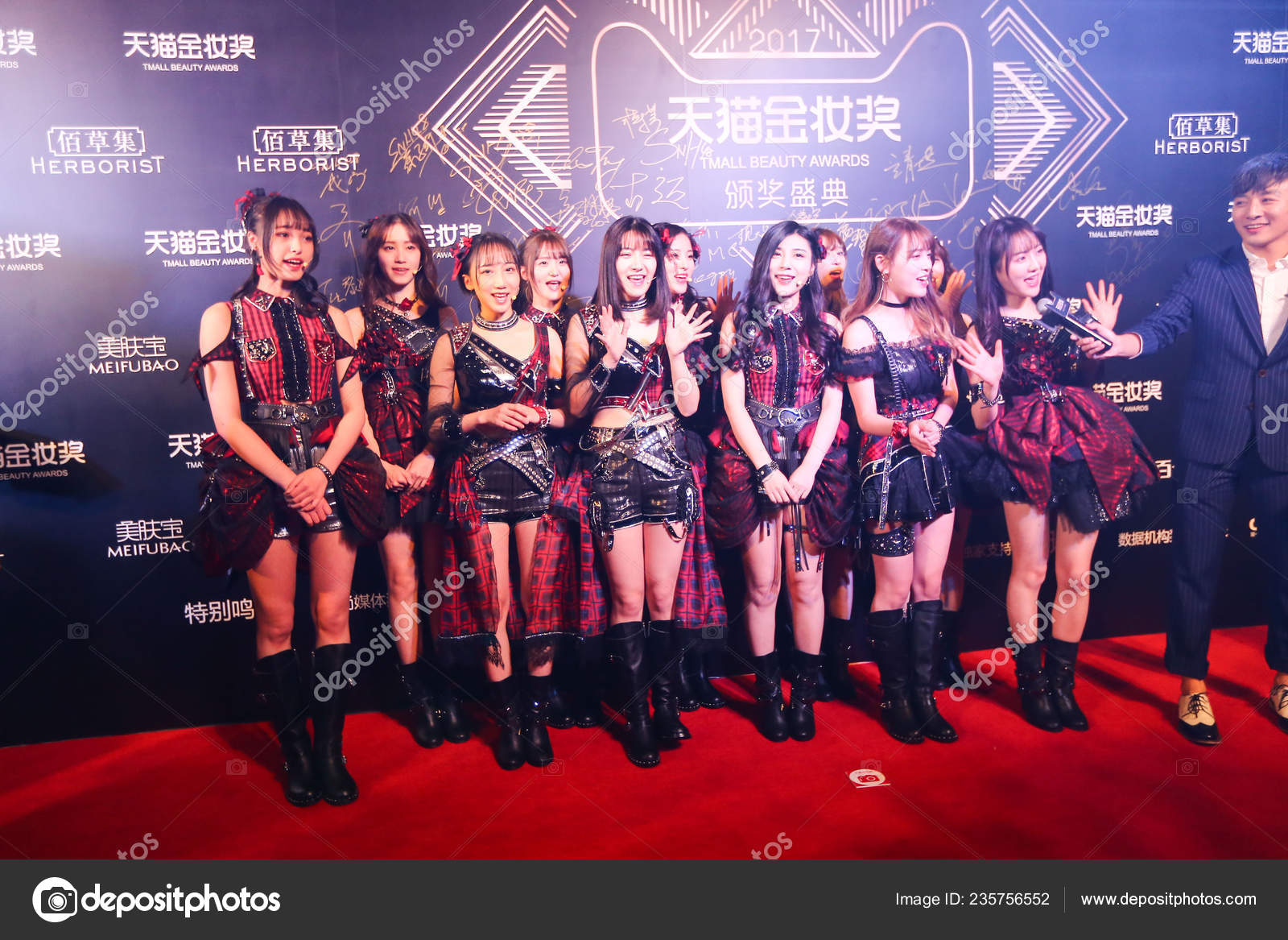 Members Chinese Girl Group Snh48 Pose Tmall Beauty Awards Shanghai ...