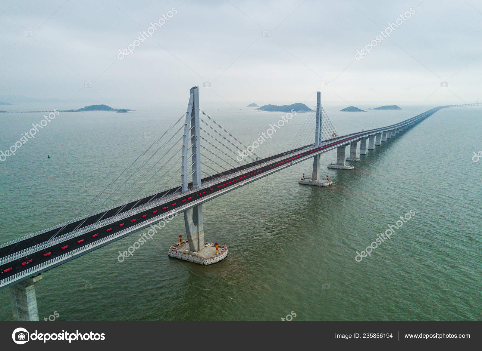 Aerial View World's Longest Cross Sea Bridge Hong Kong Zhuhai – Stock ...