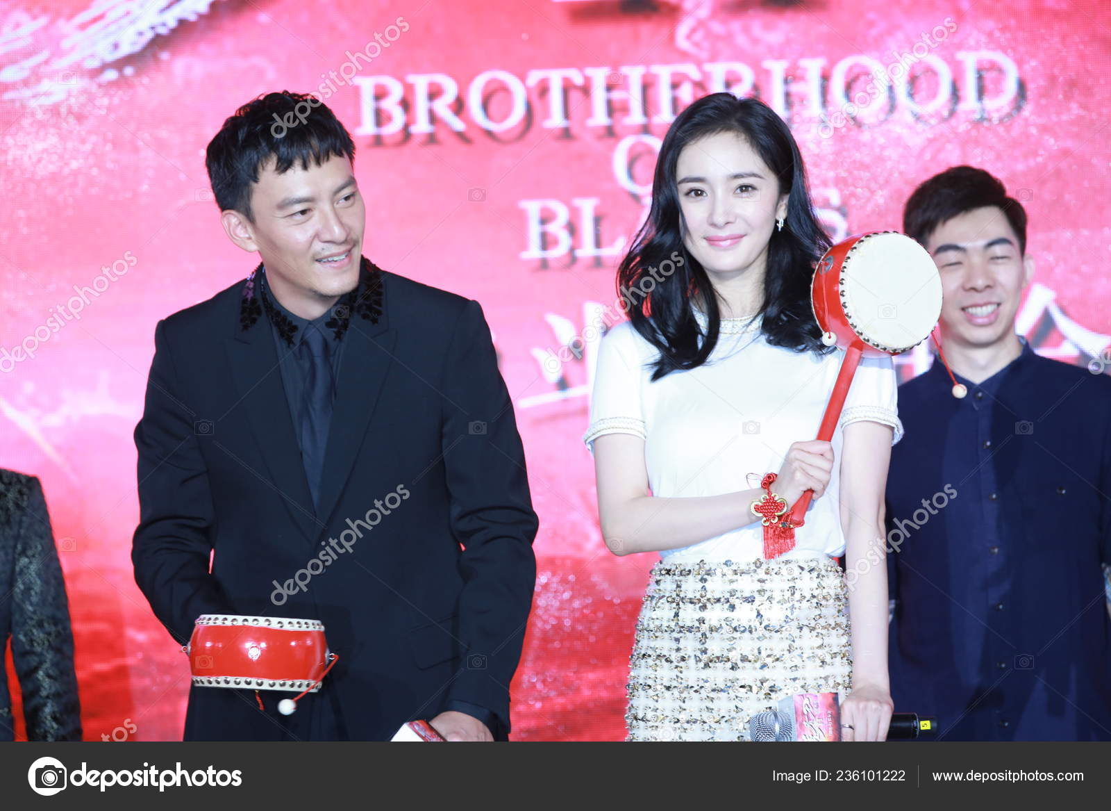 Chinese Actress Yang Right Taiwanese Actor Chang Chen Attend Press ...