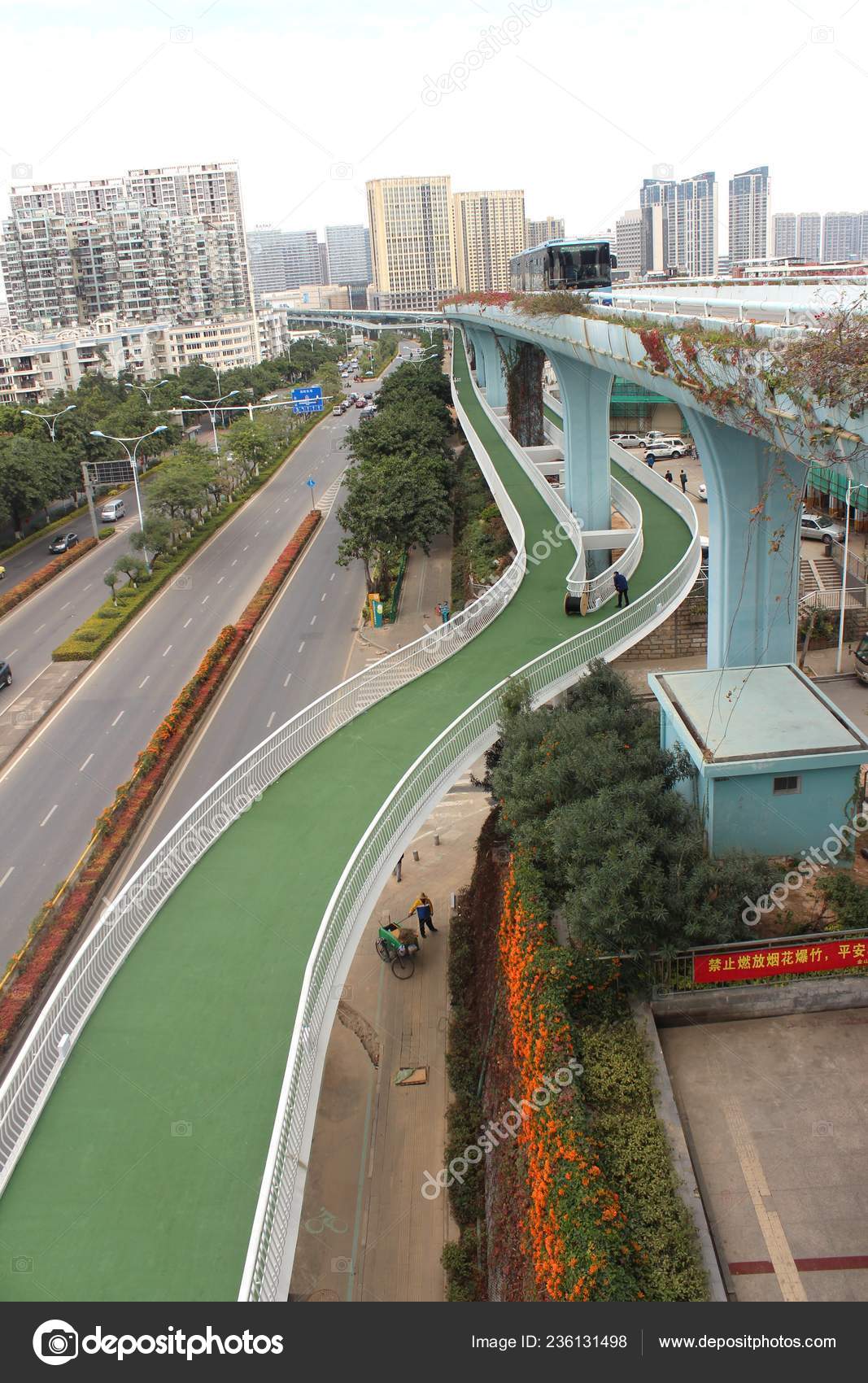 View China's First Elevated Bicycle Track Constructed Ground Xiamen ...