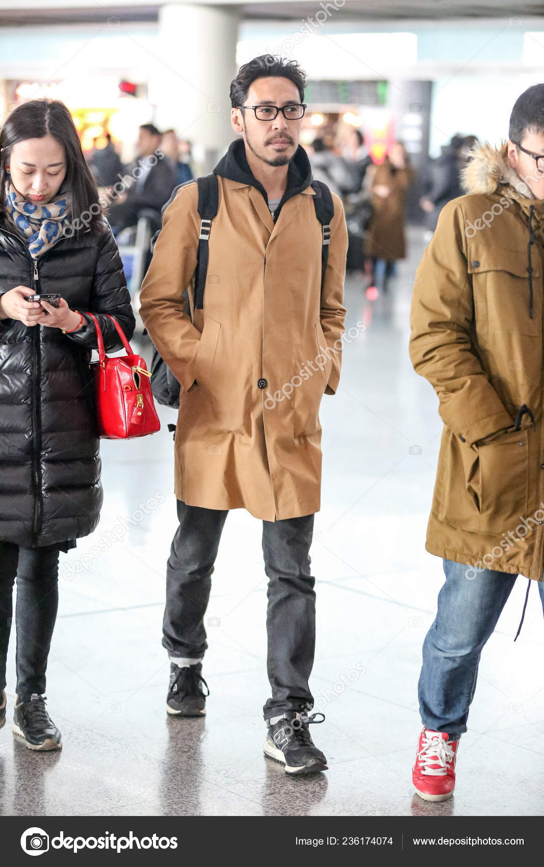 Japanese Actor Ryu Kohata Center Pictured Beijing Capital International ...