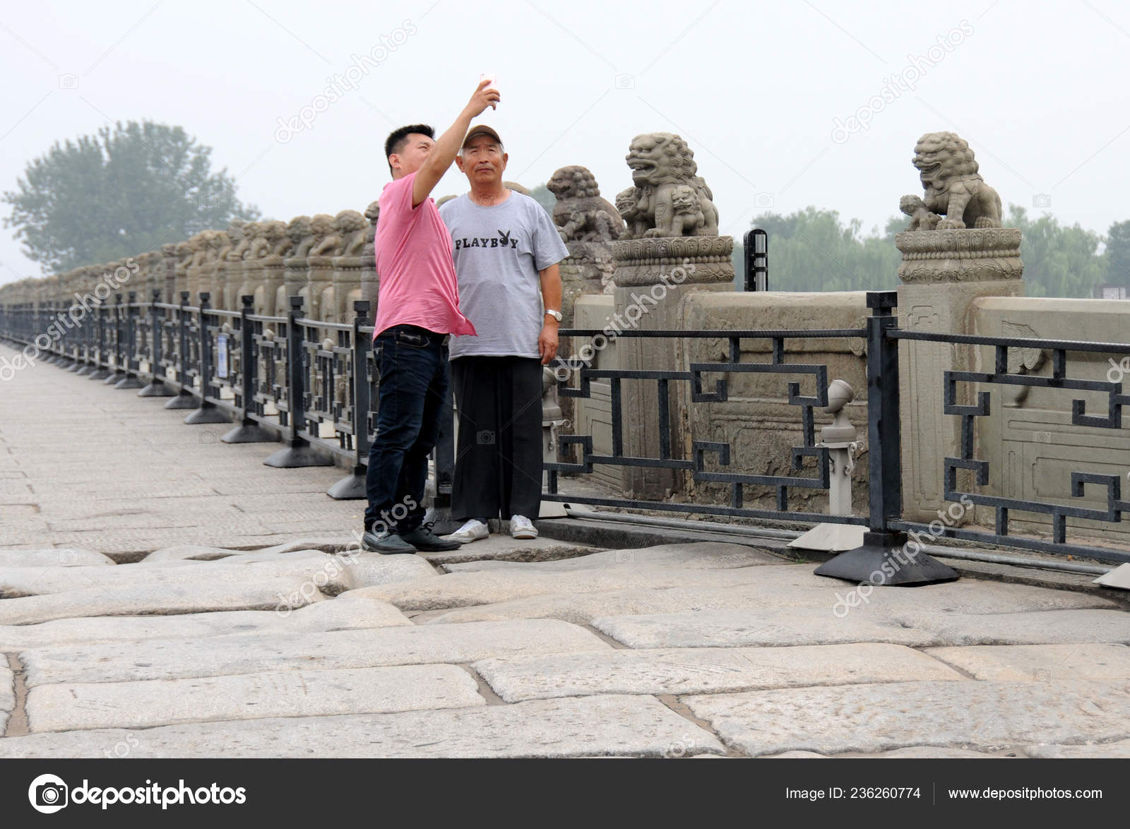People Visit Lugou Bridge Also Called Marco Polo Bridge Ahead — Stock ...