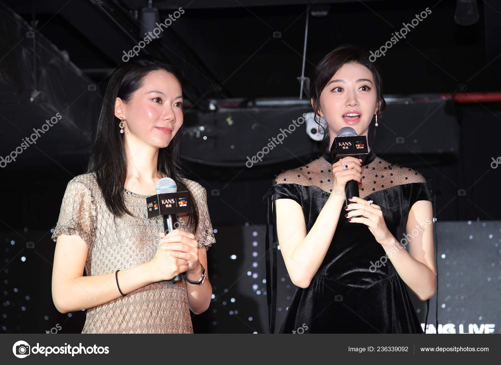 Chinese Actress Jing Tian Right Attends Launch Event New Products ...