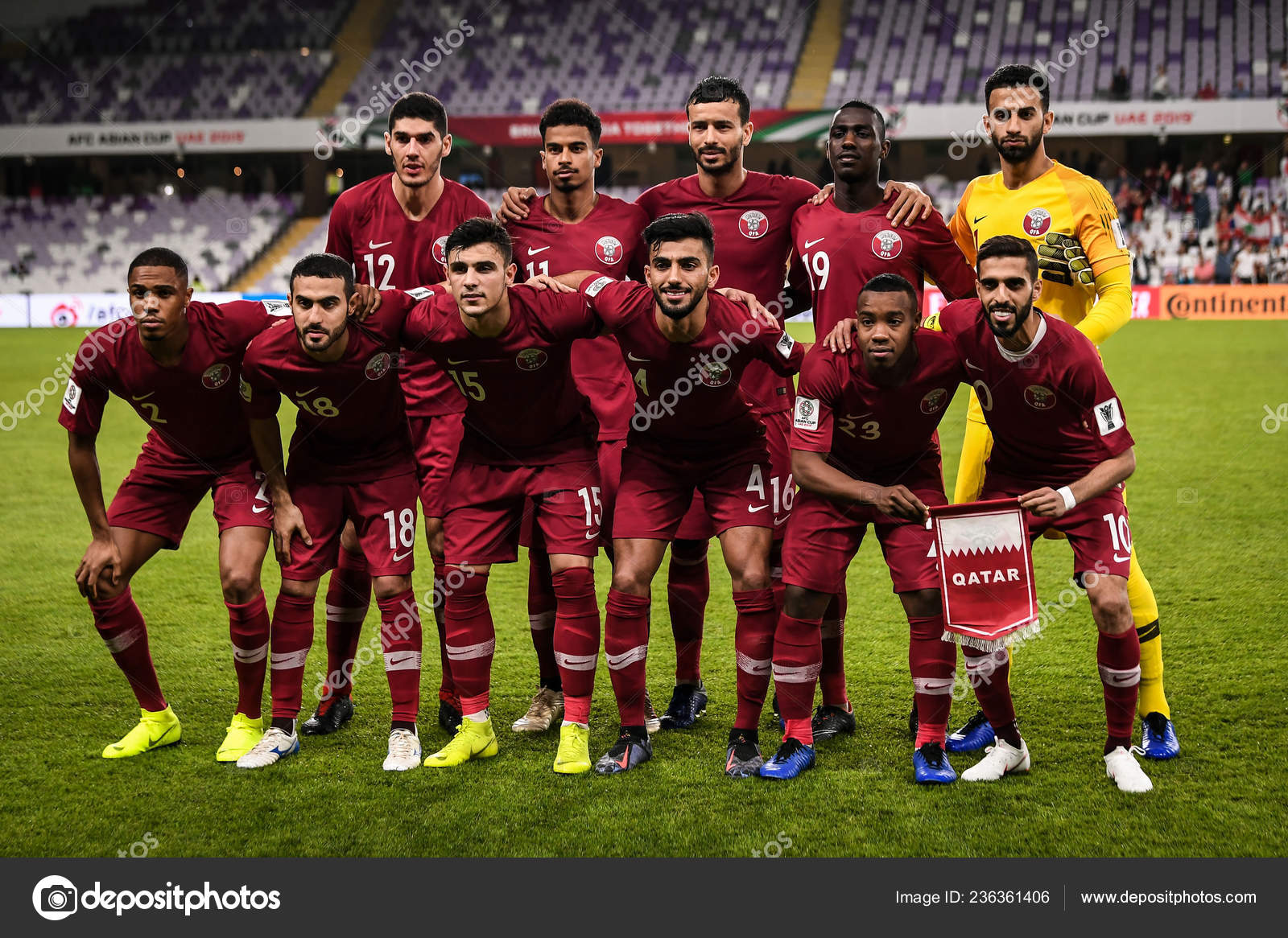 Players Qatar Line Afc Asian Cup Group Match Lebanon Ain – Stock ...
