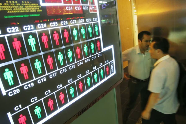Passenger Walks Toilet Electronic Display Showing Real Time Occupancy ...