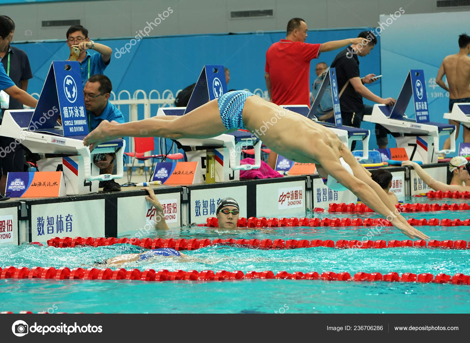 Chinese Swimming Star Sun Yang Takes Part Training Session 13Th – Stock ...