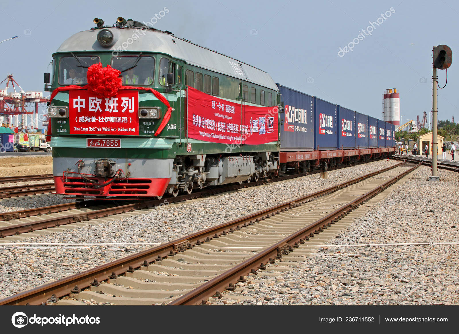 First Freight Train China Railway Express Running Weihai Duisburg ...
