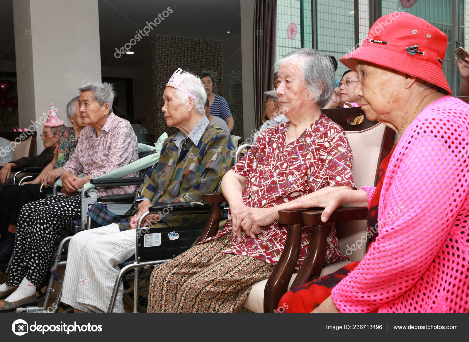 Elderly Chinese Residents Watch Nursing Home Nantong City East China's ...