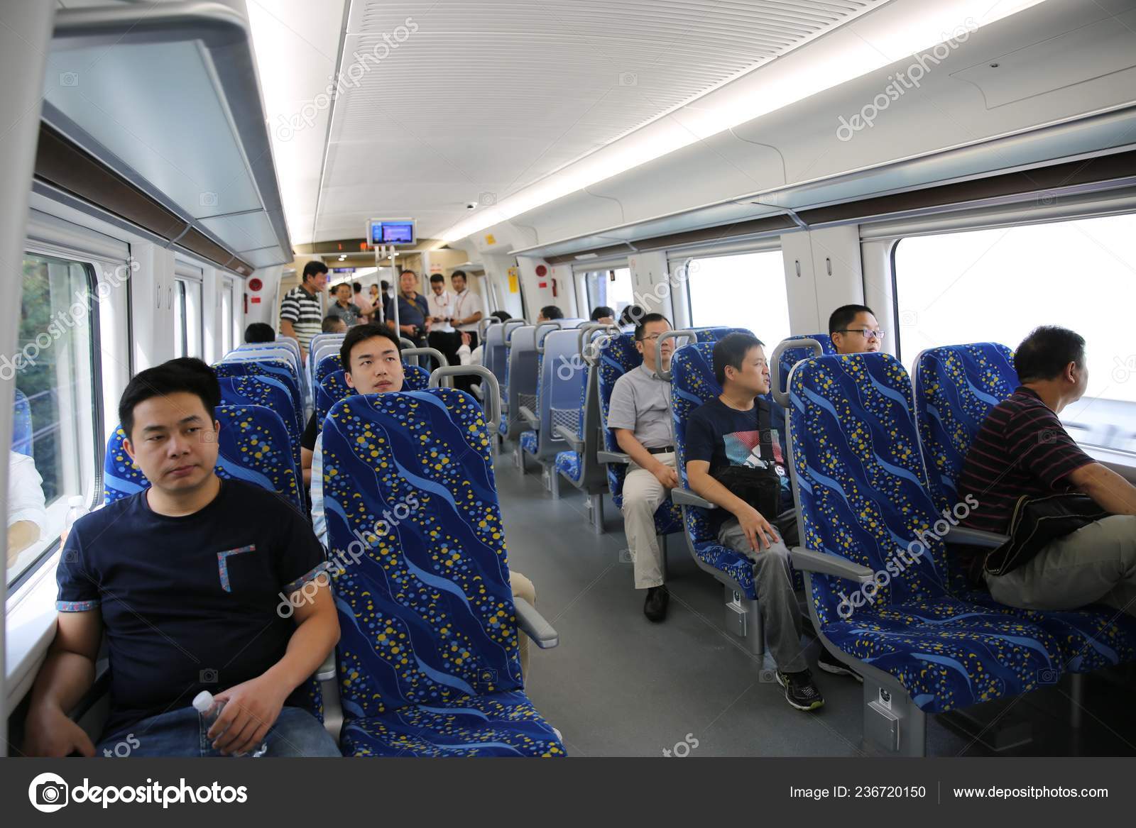 Passengers Sit Crh6 Intercity Train Four Car Configuration Qingdao City ...