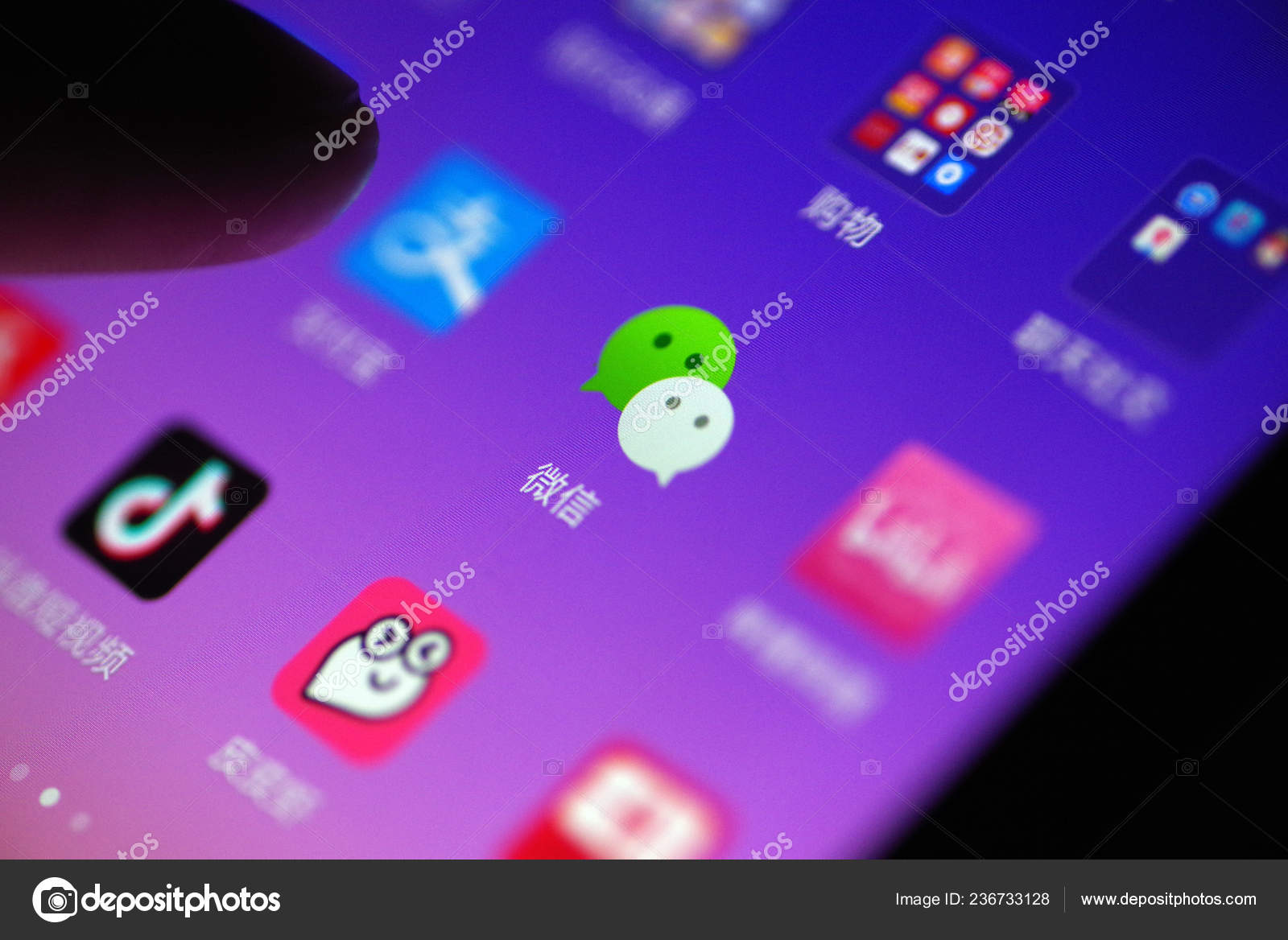 Mobile Phone User Shows Icon Messaging App Weixin Wechat Tencent — Stock Editorial Photo ...