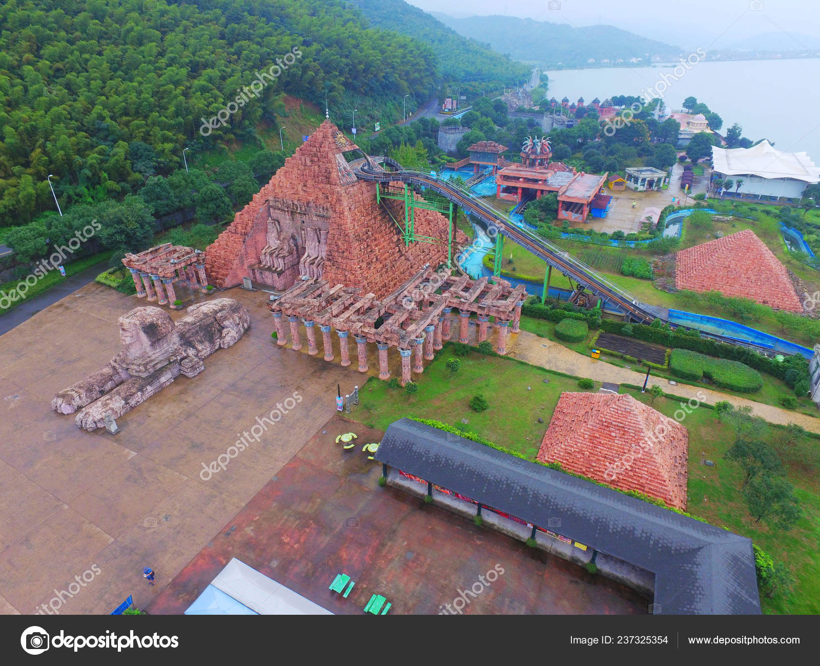Aerial View Replicas Giza Pyramid Complex Great Sphinx Scenic Spot ...