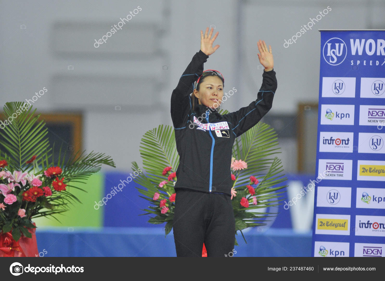 Second Runner Maki Tsuji Japan Celebrates Podium 500M Ladies Division ...