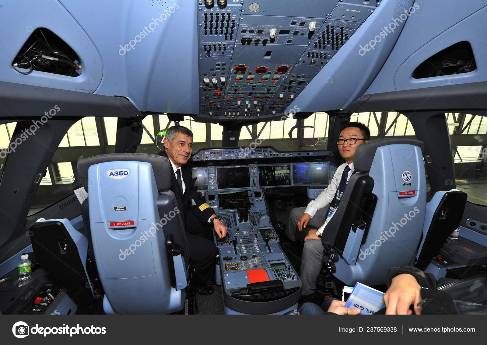 Pilots Pose Cockpit Test Aircraft 'Msn002' Airbus A350Xwb Display ...