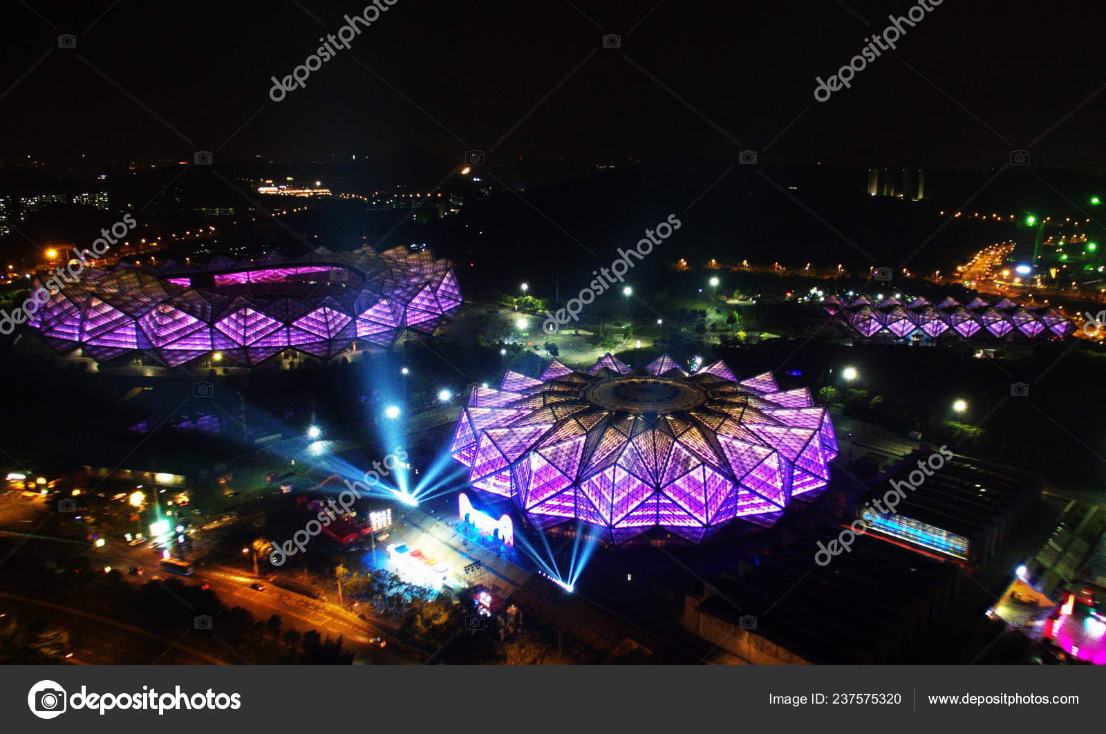 Aerial View Illuminated Shenzhen Universiade Sports Centre Also Known ...