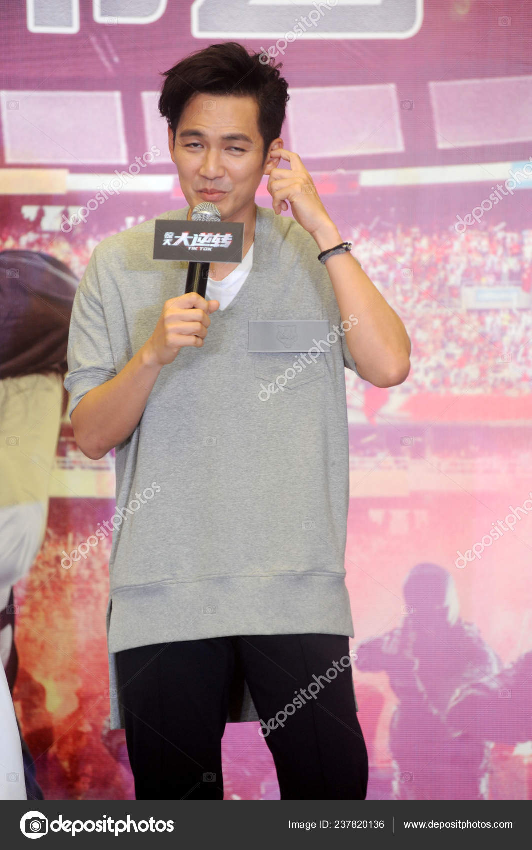 Hong Kong Actor Wallace Chung Poses Press Conference His New — Stock ...