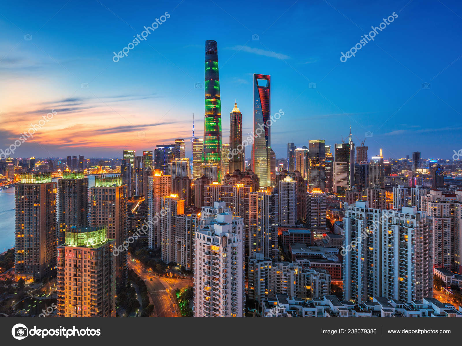 Night View Lujiazui Financial District Shanghai Tower Tallest Shanghai ...