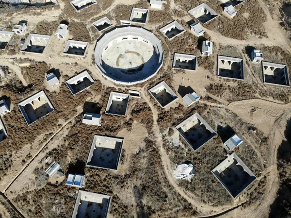 Aerial View Cave Dwelling Complex Shape Bagua Diagram Construction ...