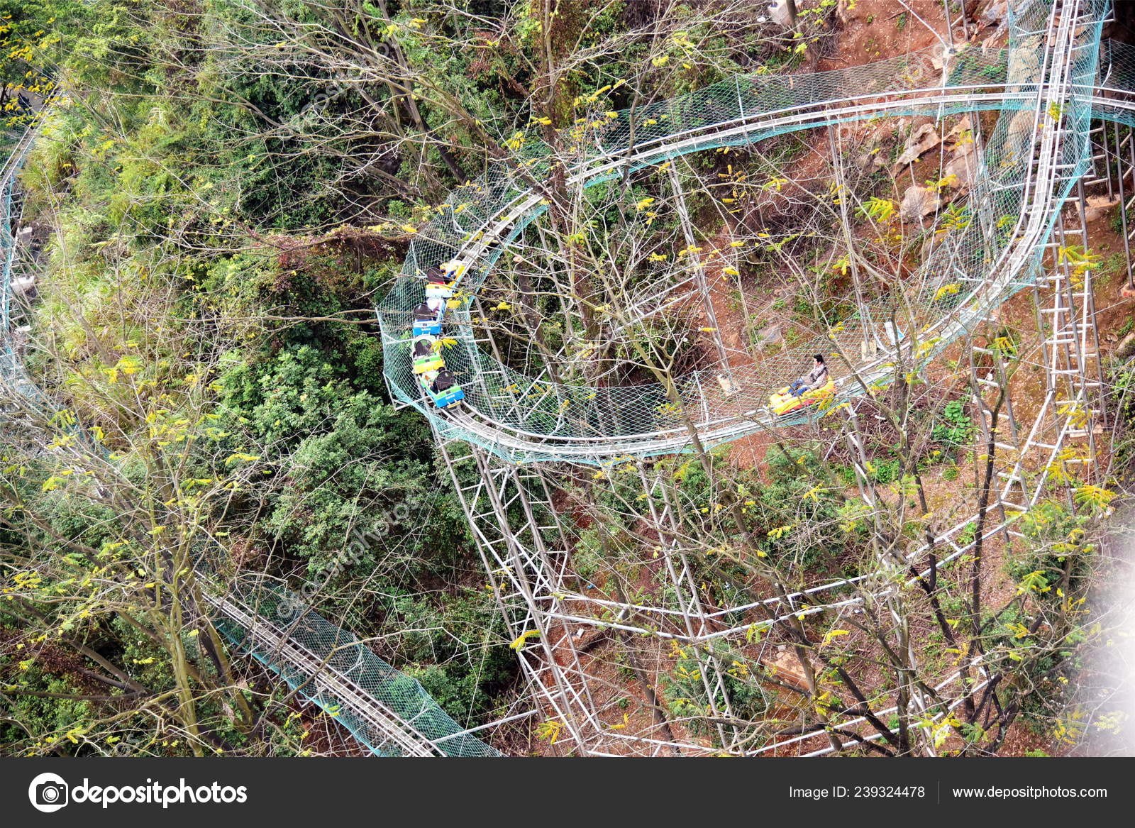 Tourists Experience Glass Slide Baojing Palace Yingde County Qingyuan ...