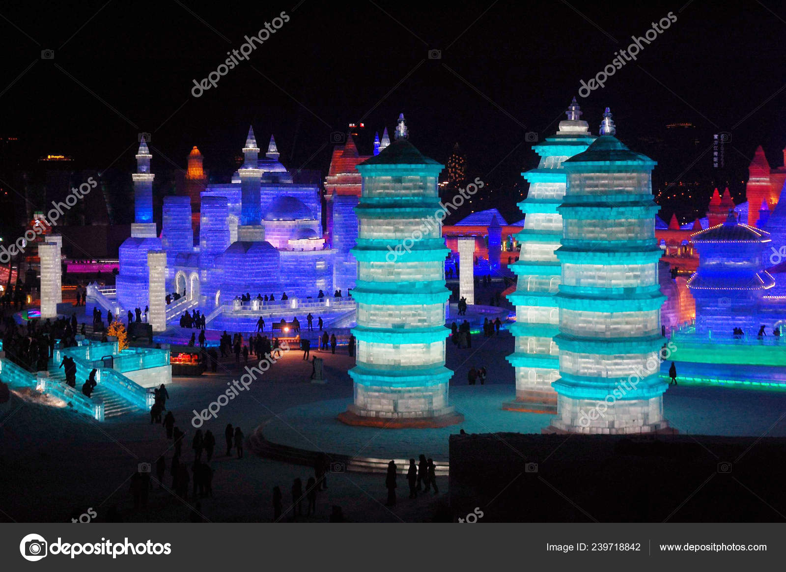 Night View Ice Sculptures 32Nd Harbin International Ice Snow Festival ...