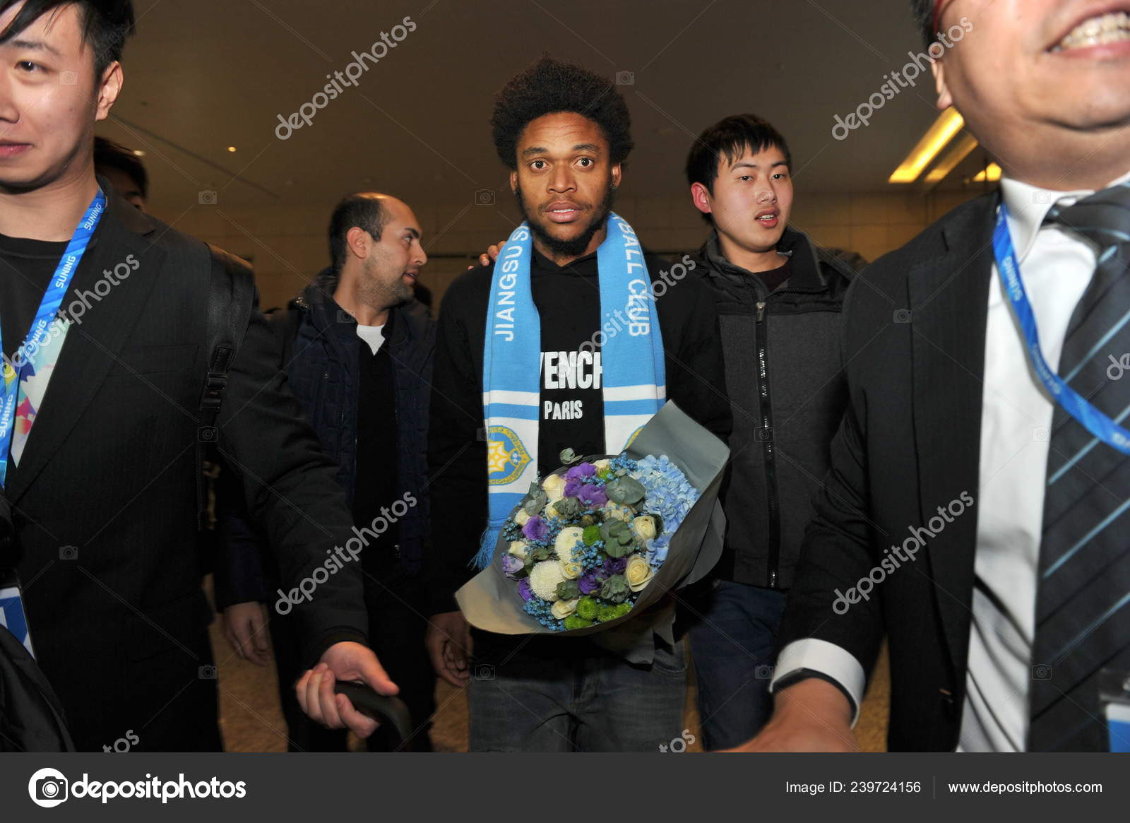 Brazilian Soccer Player Luiz Adriano Arrives Nanjing Lukou ...