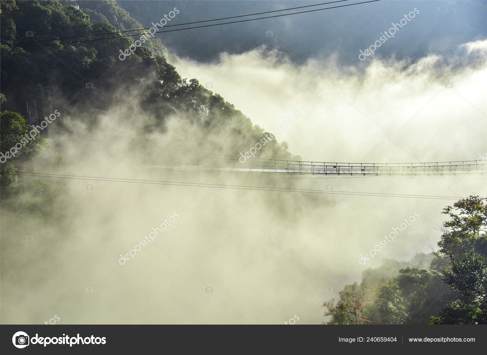 Landscape 218 Meter Long Glass Bridge Shrouded Sea Clouds Baojing ...