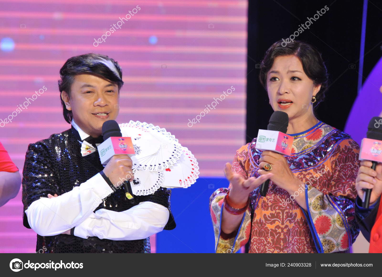 Chinese Dancer Hostess Jin Xing Right Taiwanese Host Kevin Tsai — Stock ...