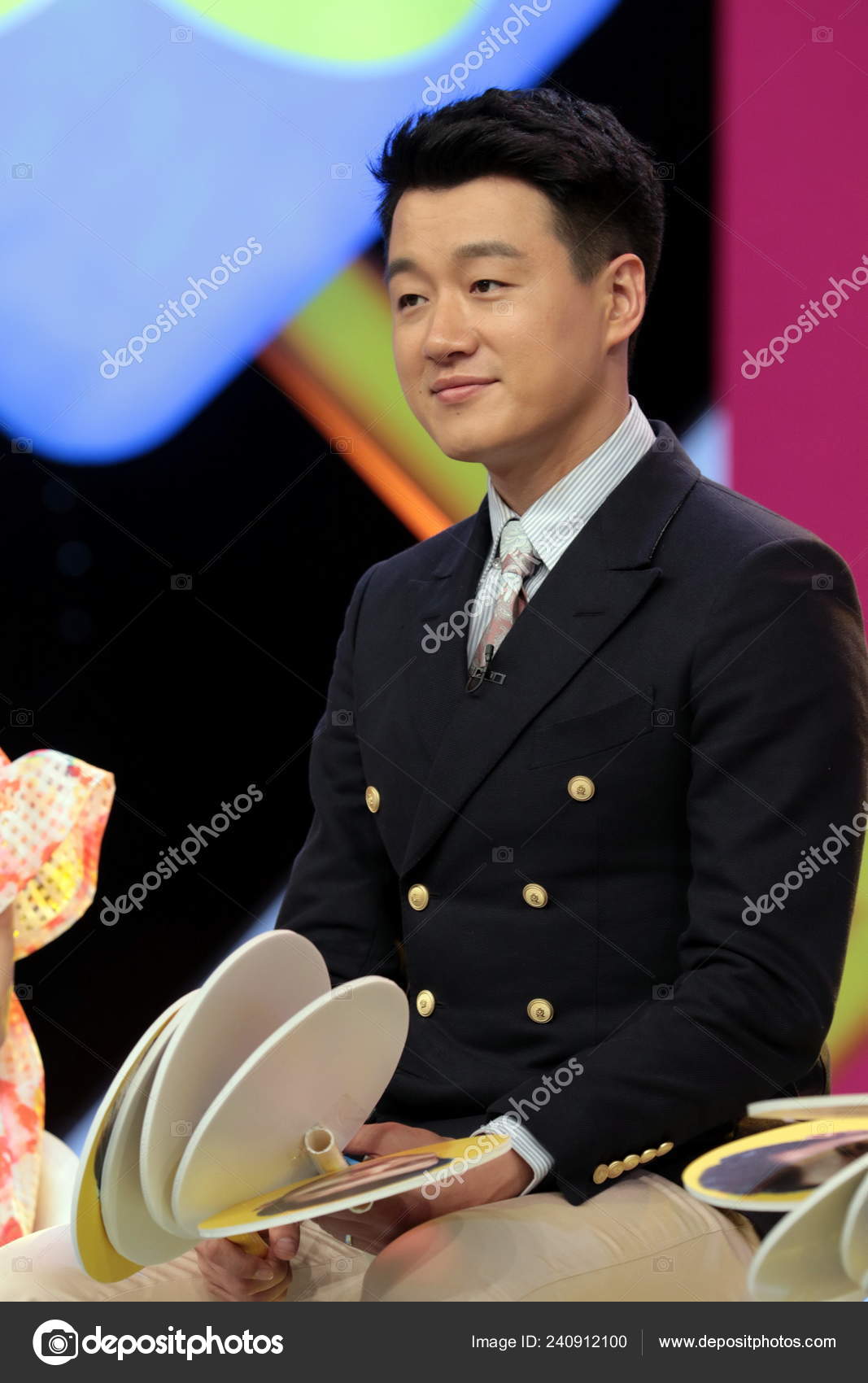 Chinese Actor Tong Dawei Listens Press Conference Her New Drama — Stock ...