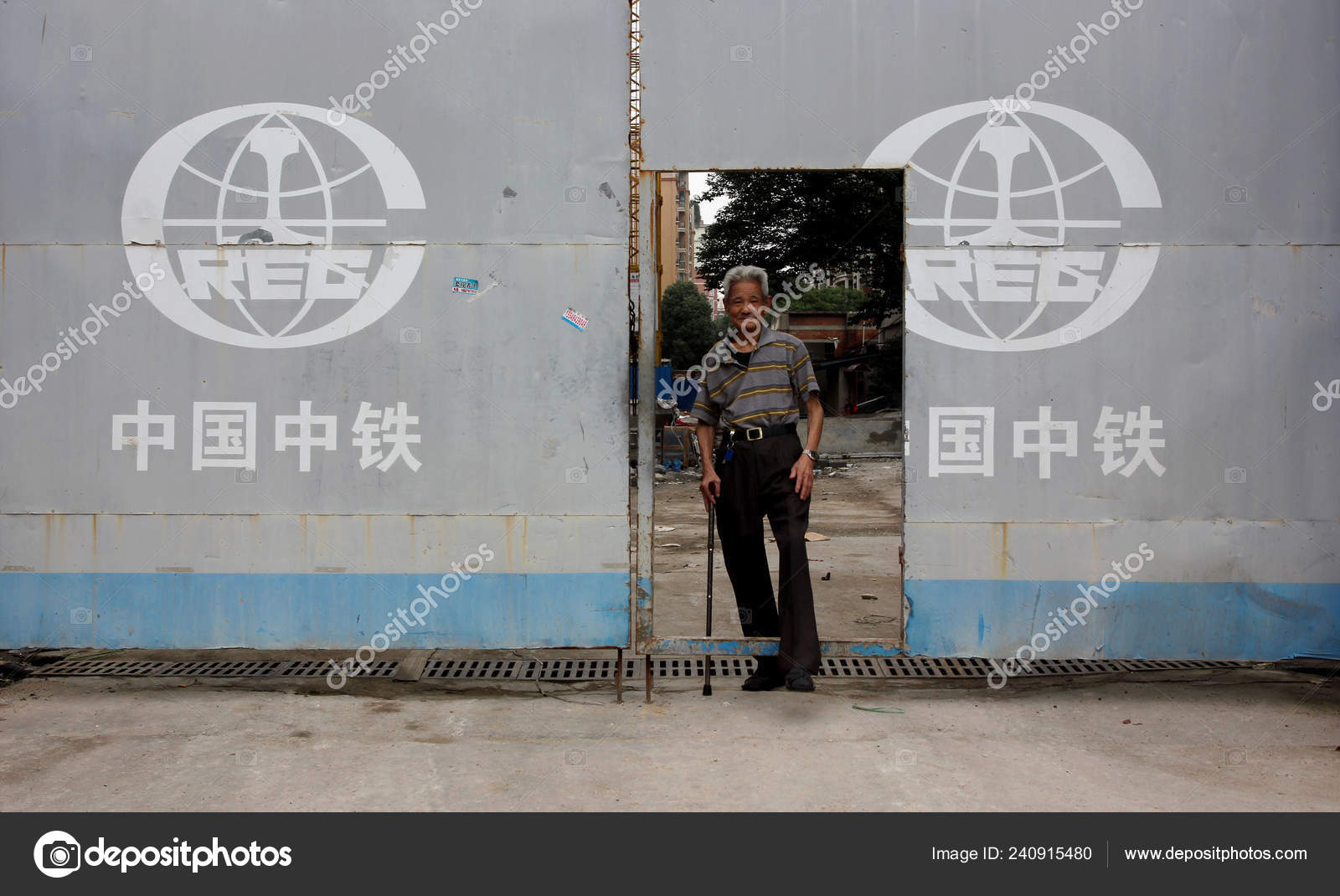 Elderly Chinese Man Leaves Construction Site Crec China Railway ...