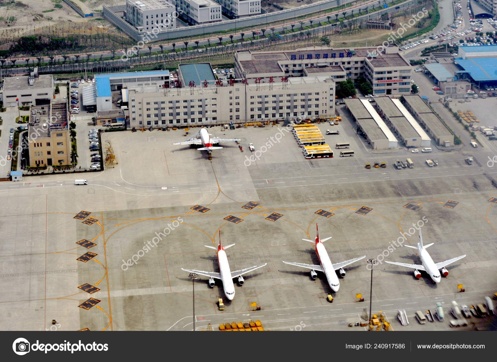 Aerial View Passenger Jets Parking Apron Chengdu Shuangliu ...