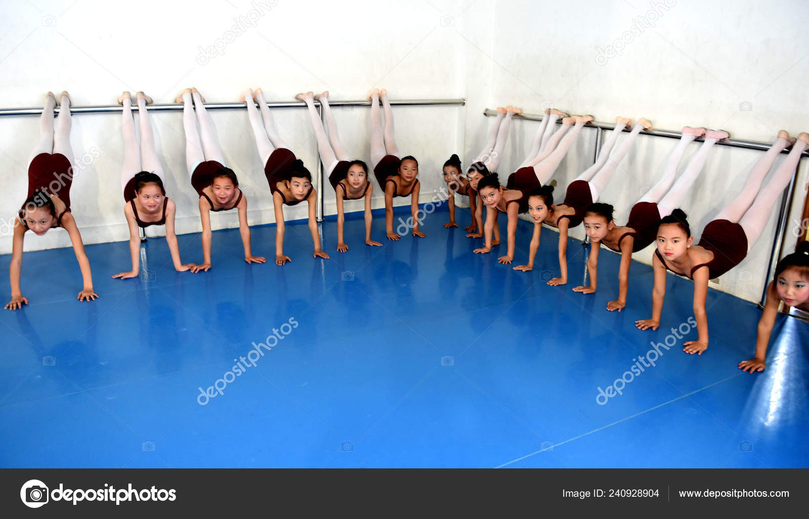 Young Chinese Girls Practice Dancing Skills Training Session Huxiao ...