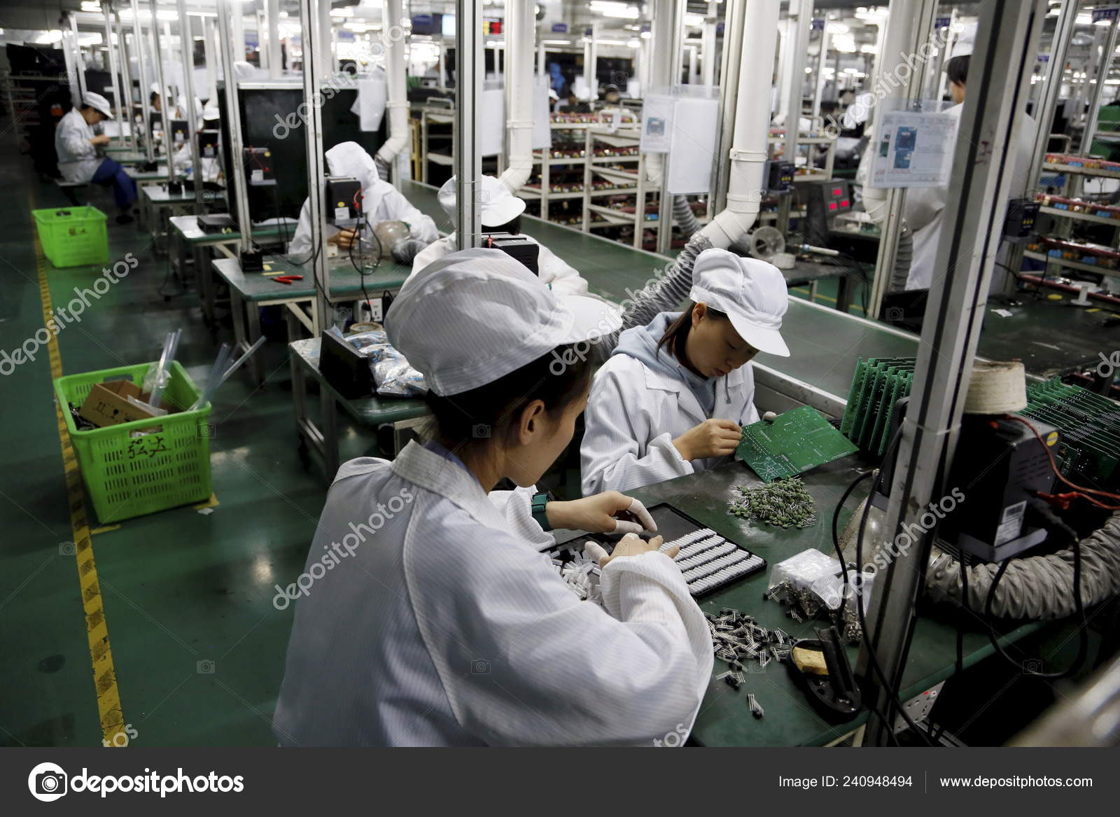Chinese Workers Assemble Smart Electricity Meters Plant Ningbo Sanxing ...