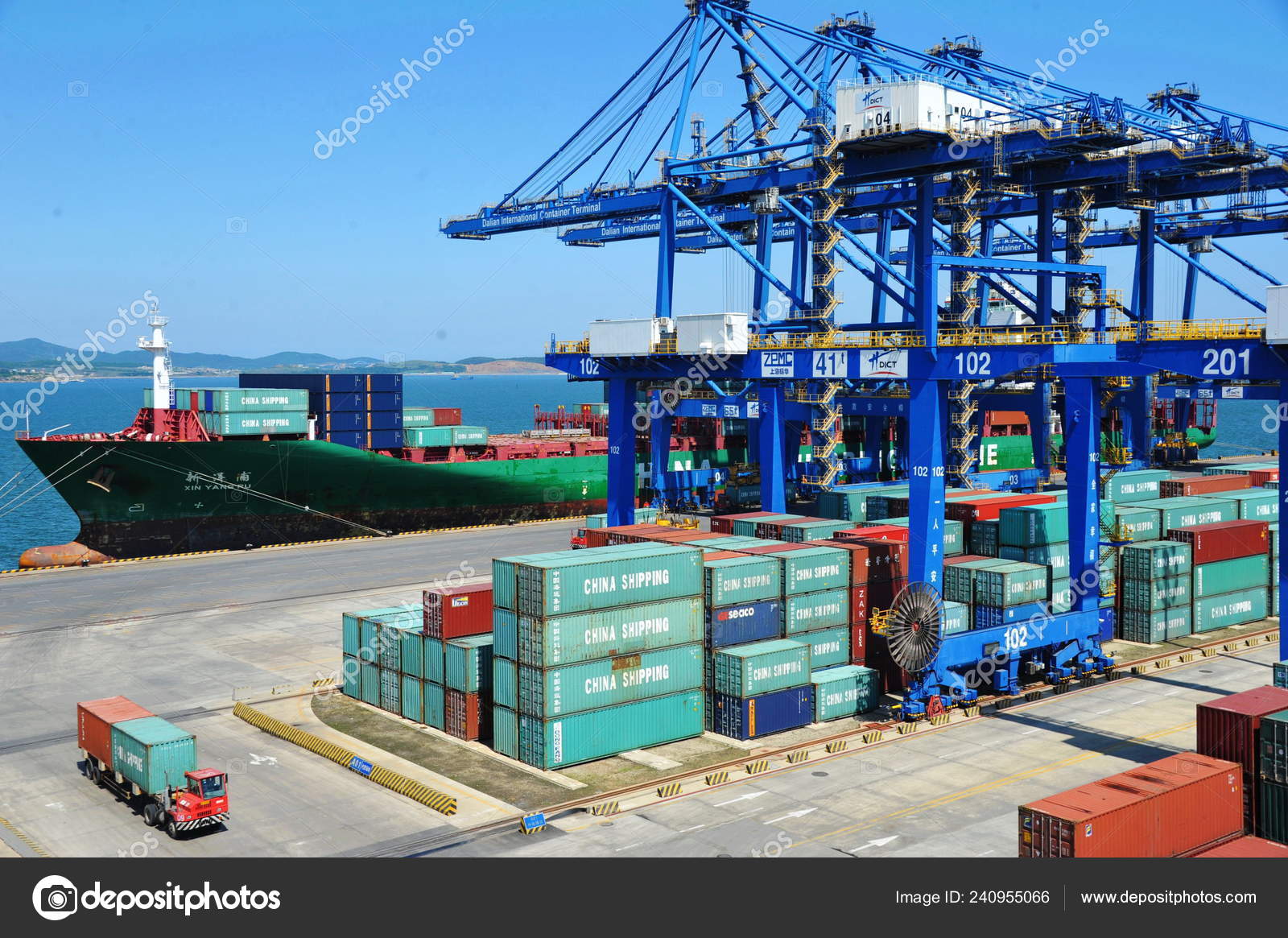 Containers China Shipping Group Stacked Port Dalian Dalian City ...