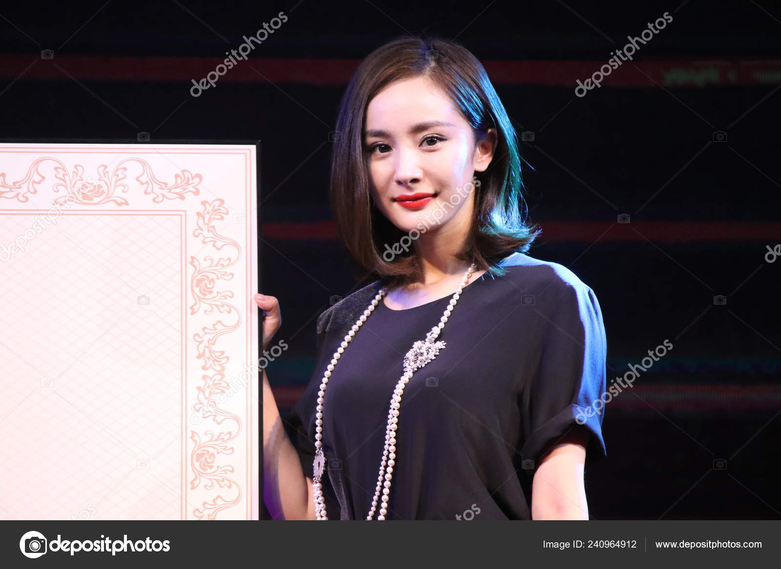 Chinese Actress Yang Poses Press Conference Her New Movie Fall – Stock ...