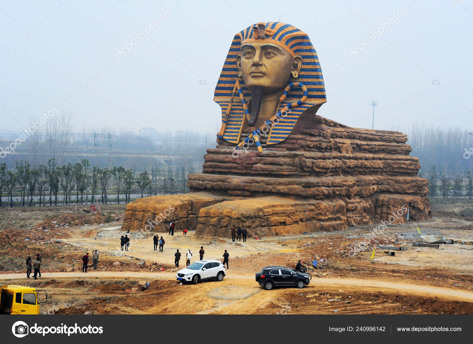 Visitors Walk Replica Great Sphinx Construction Site Chuzhou Great Wall ...